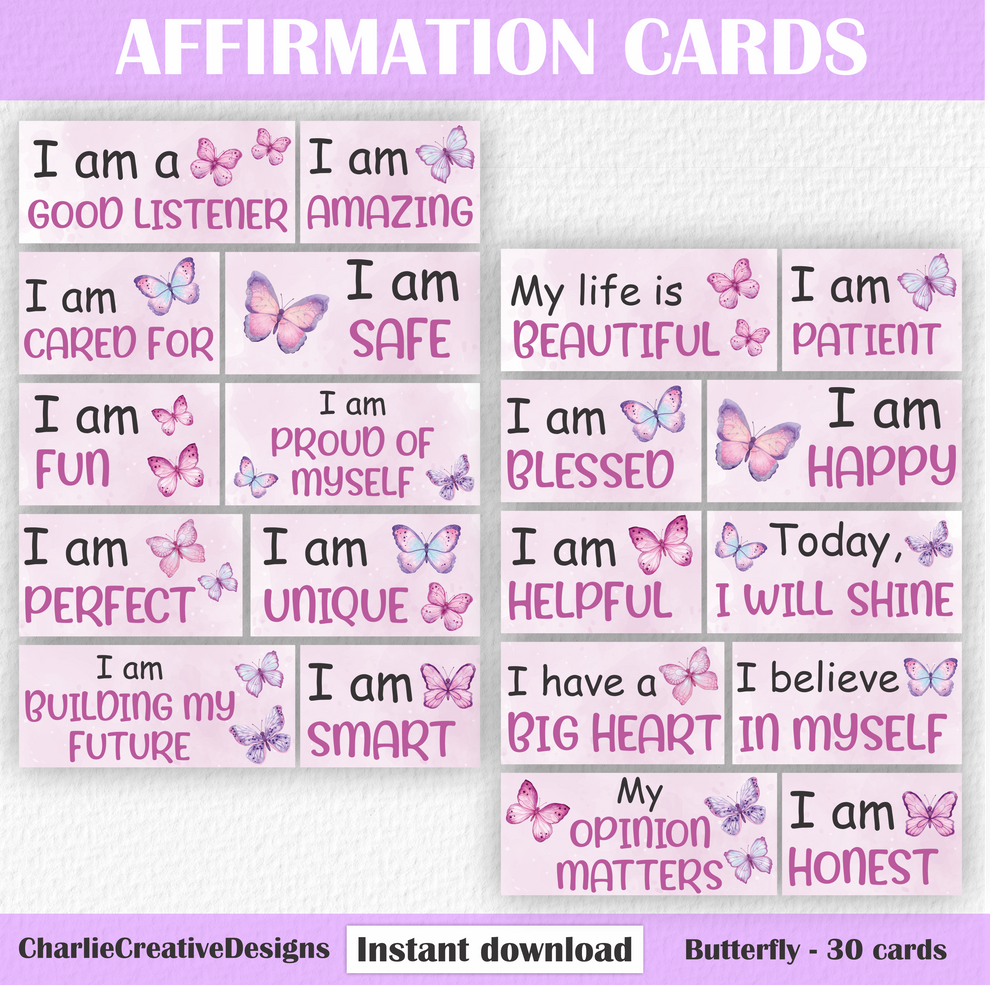 Affirmation cards - Butterfly – Charlie Creative Designs