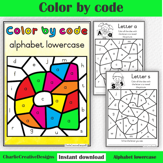 Color by code - alphabet lowercase – Charlie Creative Designs