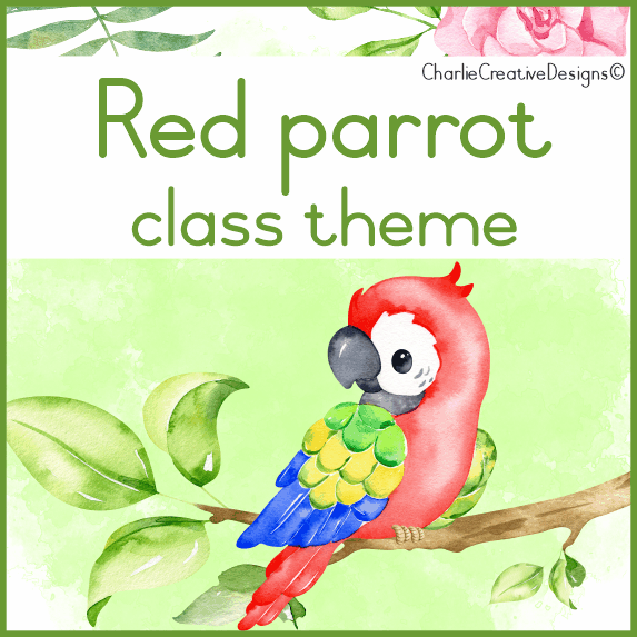 Red parrot classroom theme – Charlie Creative Designs