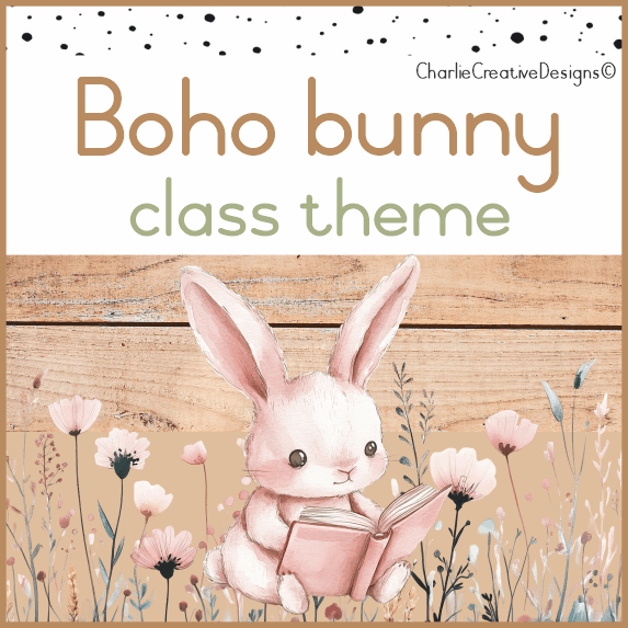 Boho bunny classroom theme – Charlie Creative Designs