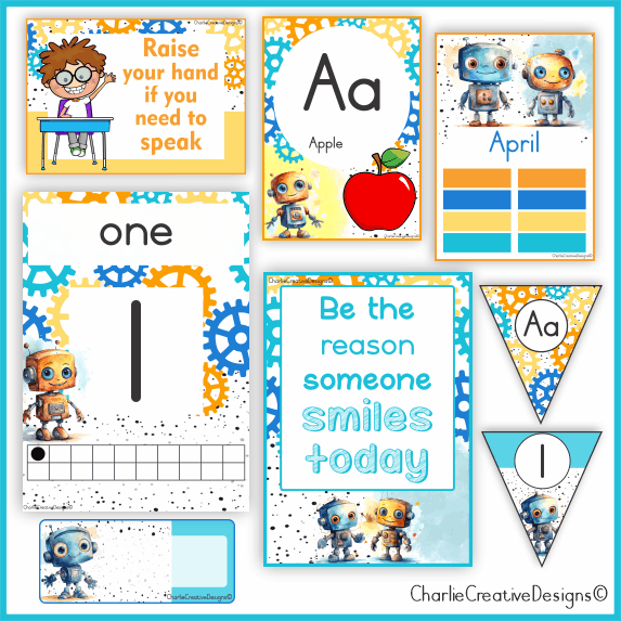 Robot classroom theme – Charlie Creative Designs