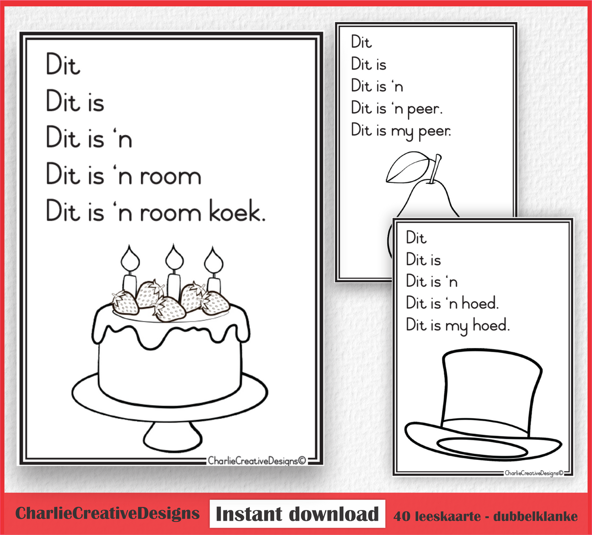 Graad 1 Leeskaarte (Patroon sinne - Dubbelklanke) – Charlie Creative ...