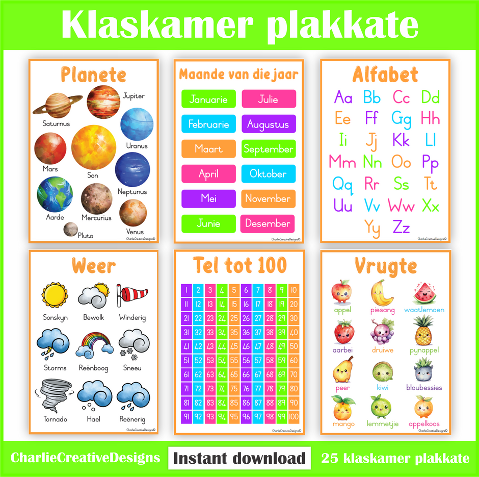 Klaskamer plakkate – Charlie Creative Designs