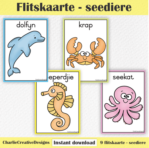 Flitskaarte - Seediere – Charlie Creative Designs
